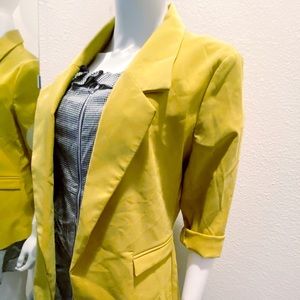 New York & Company | Jackets & Coats | Chartreuse Blazer With Ruched ...